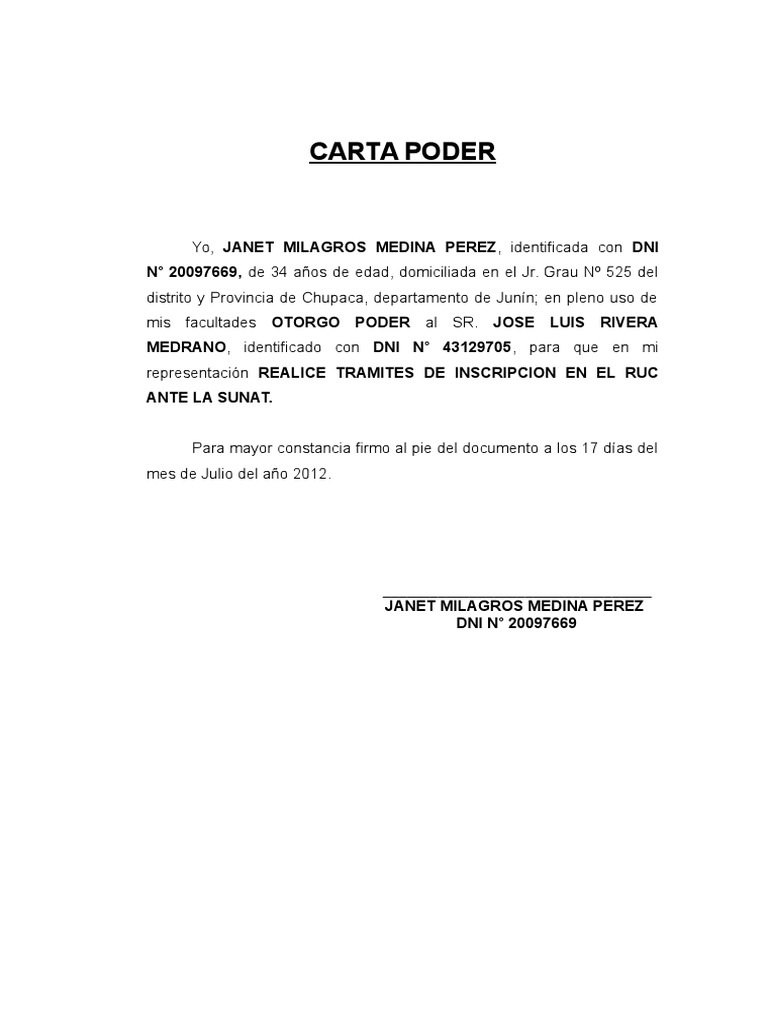 Carta Poder | PDF | Gobierno y personalidad | Control de acceso