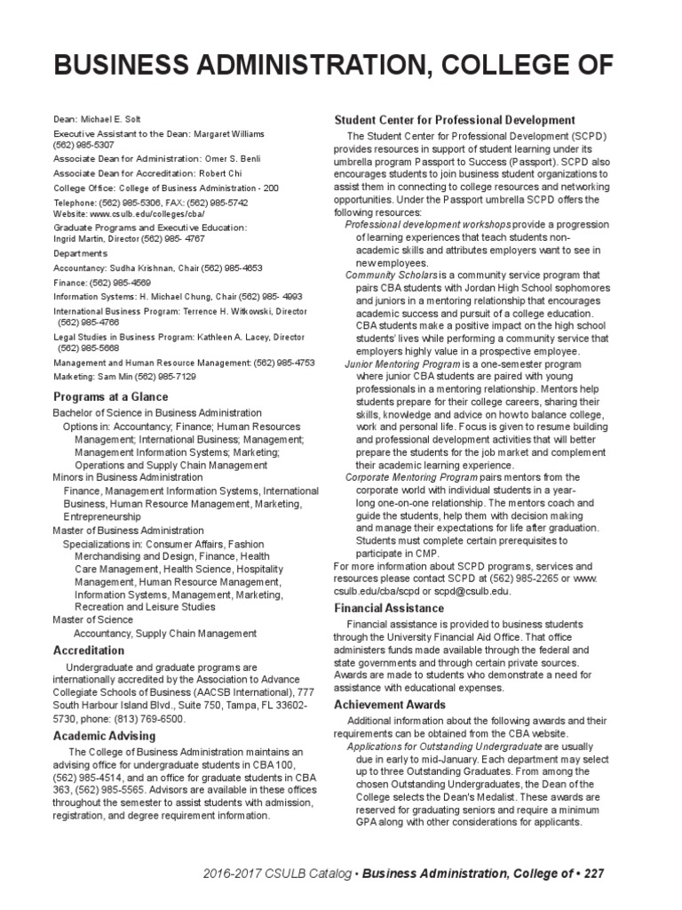 Cba Catalog | PDF | Master Of Business Administration | Graduate School