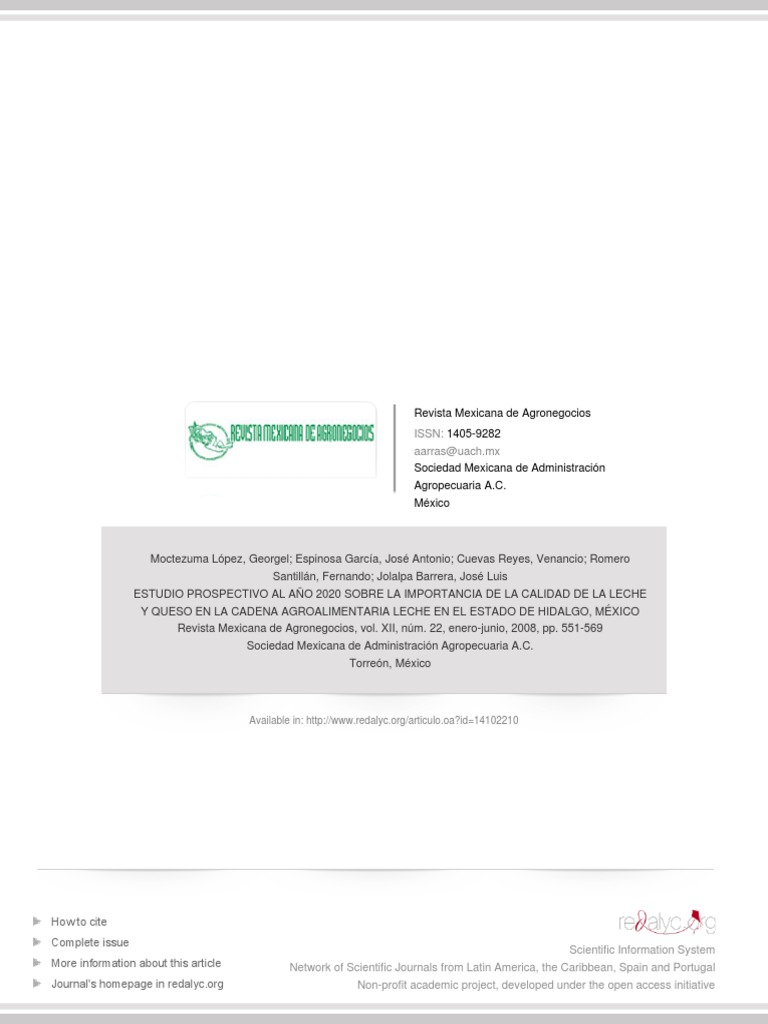 Revista Mexicana de Agronegocios 1405-9282: Issn: Aarras@uach - MX ...