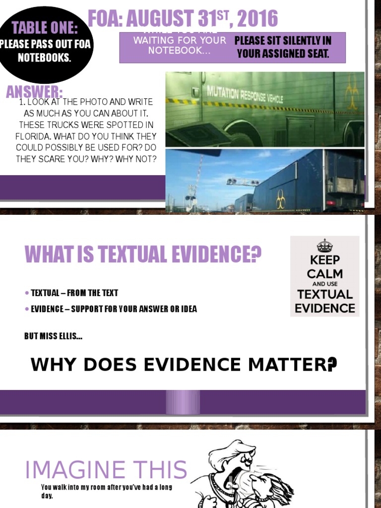Textual Evidence Powerpoint | PDF