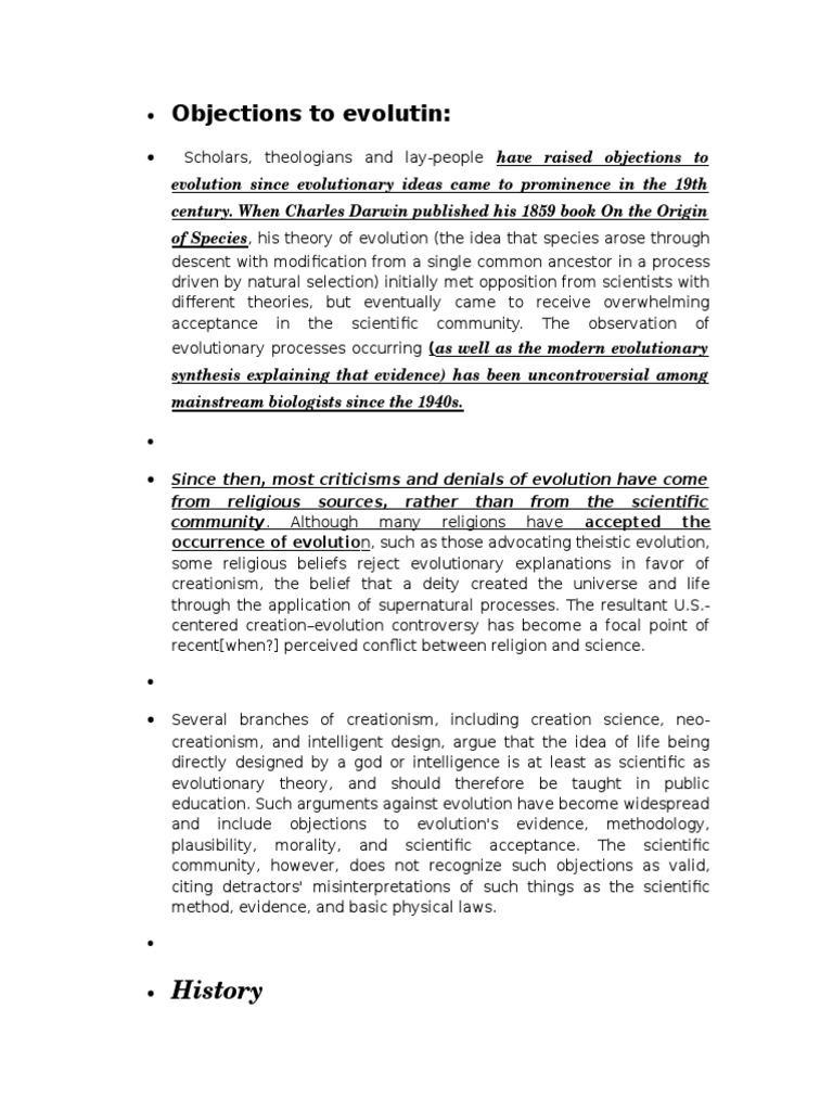 Objections To Evolutions Pdf Creationism Falsifiability
