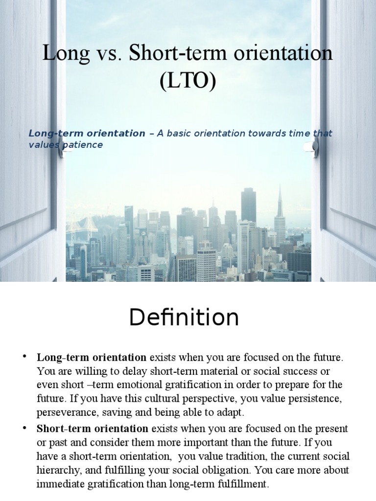 Long vs. Short-Term Orientation (LTO) | PDF