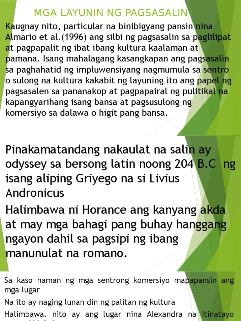 Mga Layunin NG Pagsasalin | PDF