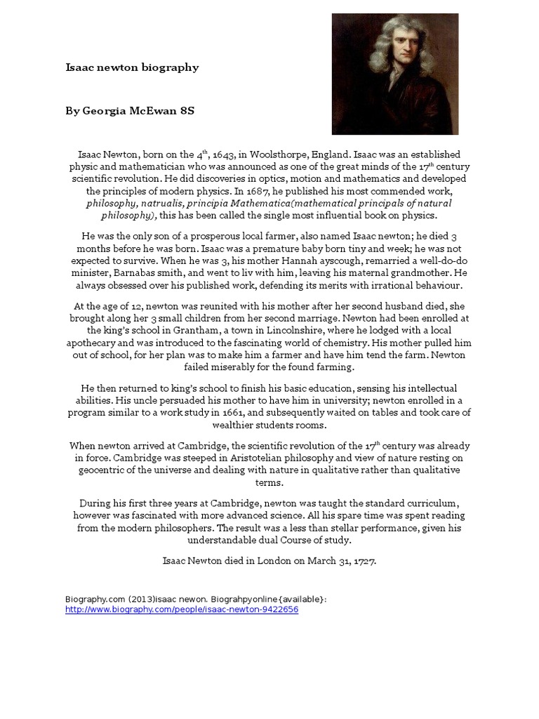 Isaac Newton Biography | PDF | Isaac Newton | Scientific Revolution