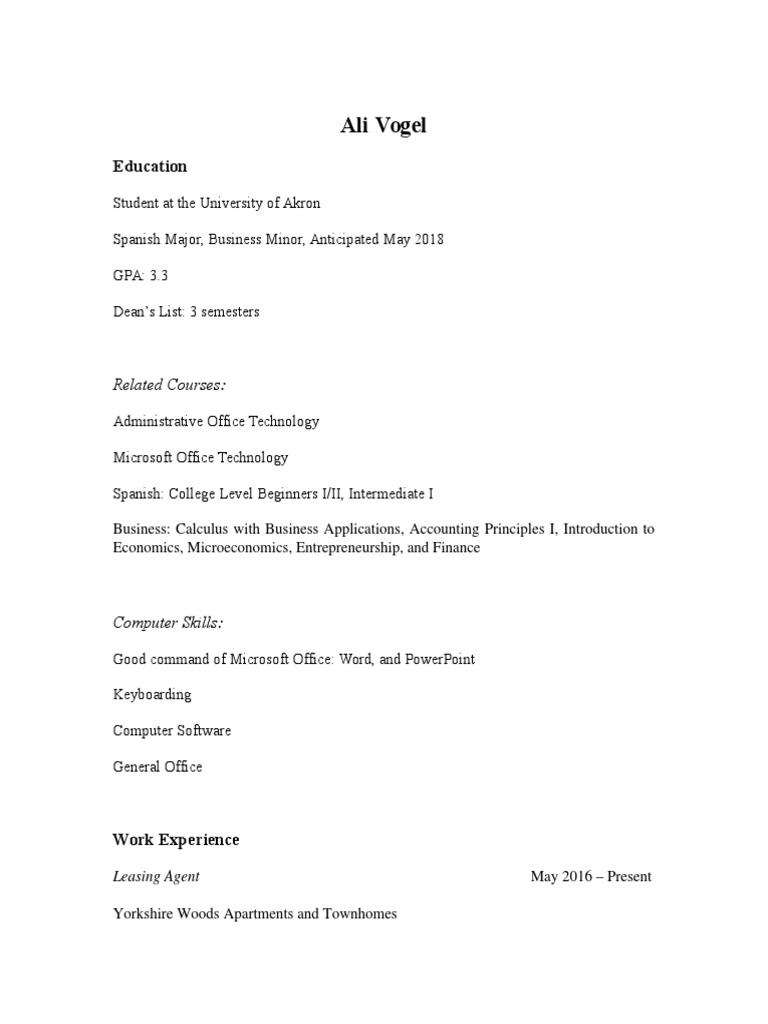 Eportfolio Resume | PDF