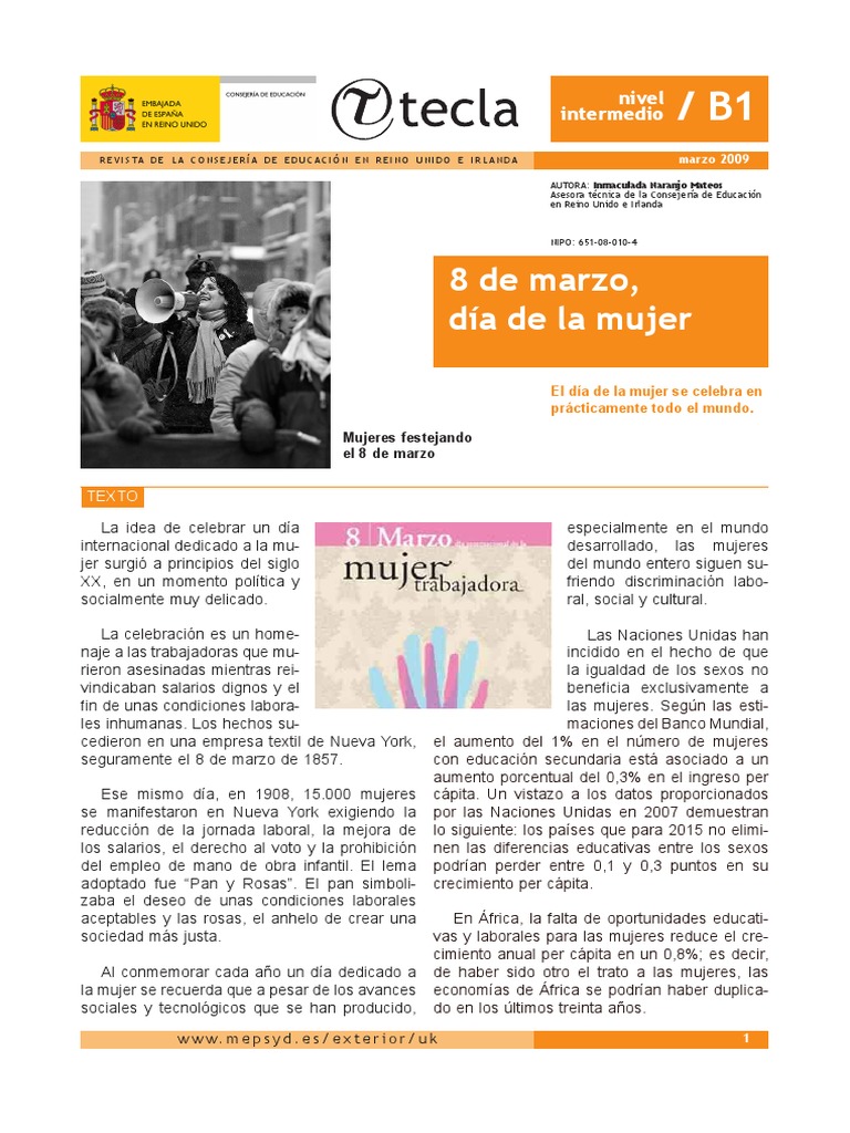 Historia y Significado del Día de la Mujer | PDF | Mujer | Igualdad de ...