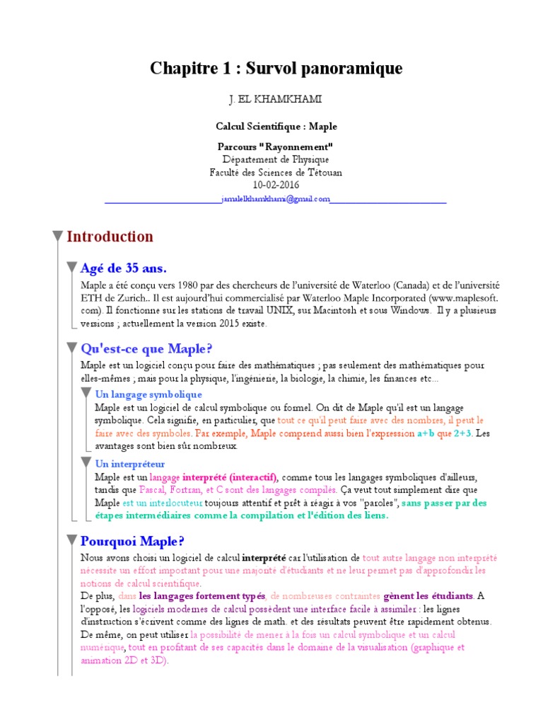 Cours-Complet-Calcul-Scientifique Maple-2016.pdf | Pi | Matrice ...