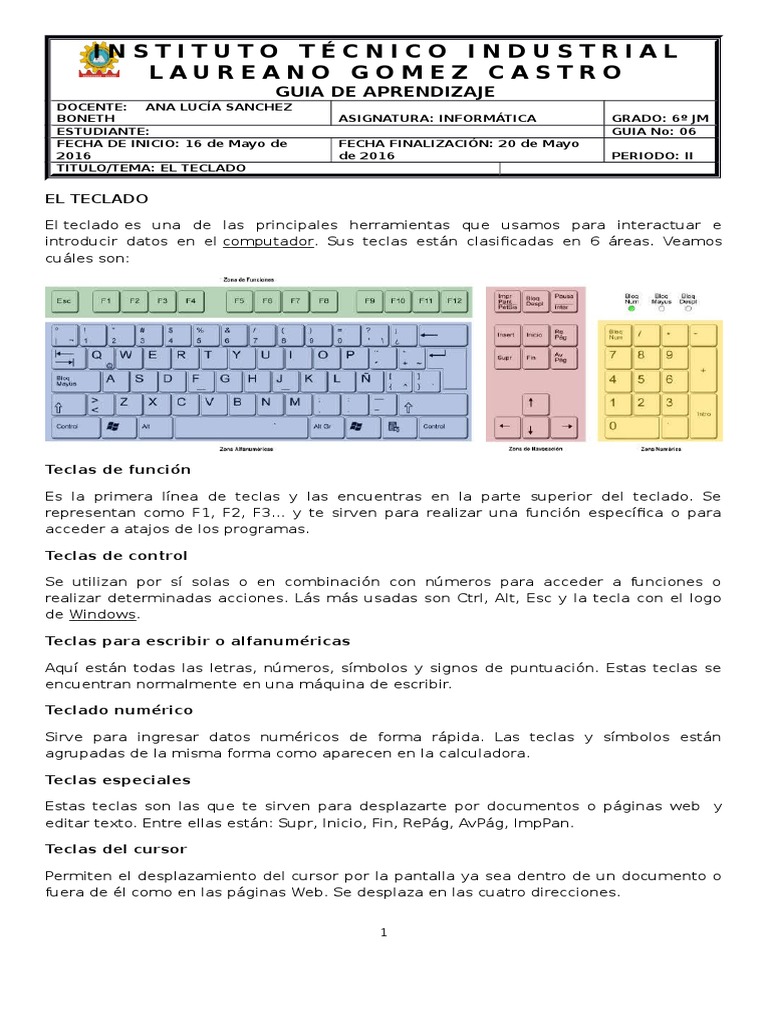 Guia 6 El Teclado | PDF | Teclado | Red mundial