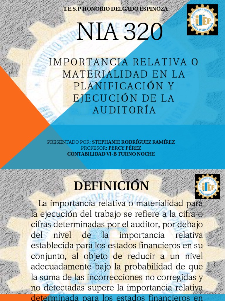Nia 320 | PDF | Auditoría financiera | Contralor