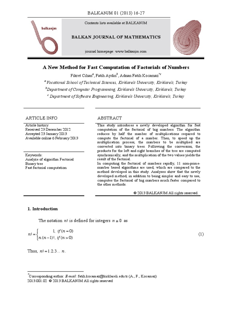2013 001 02 A New Method For Fast Computation of Factorials of Numbers ...