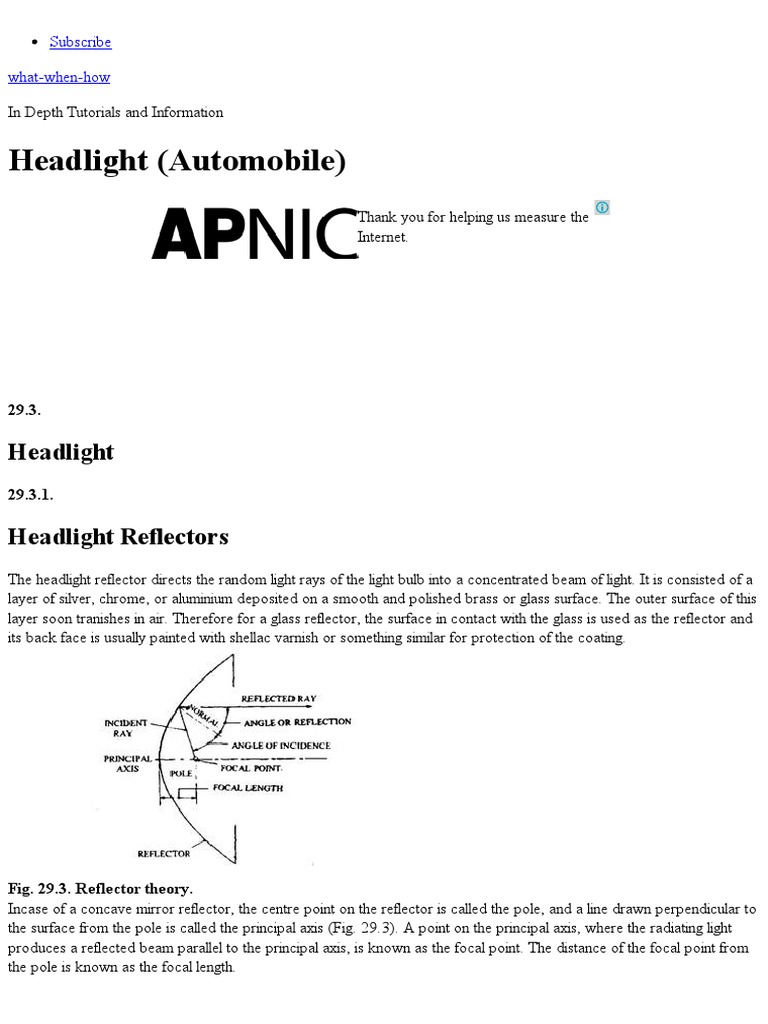 Headlight (Automobile) PDF | PDF | Headlamp | Mirror