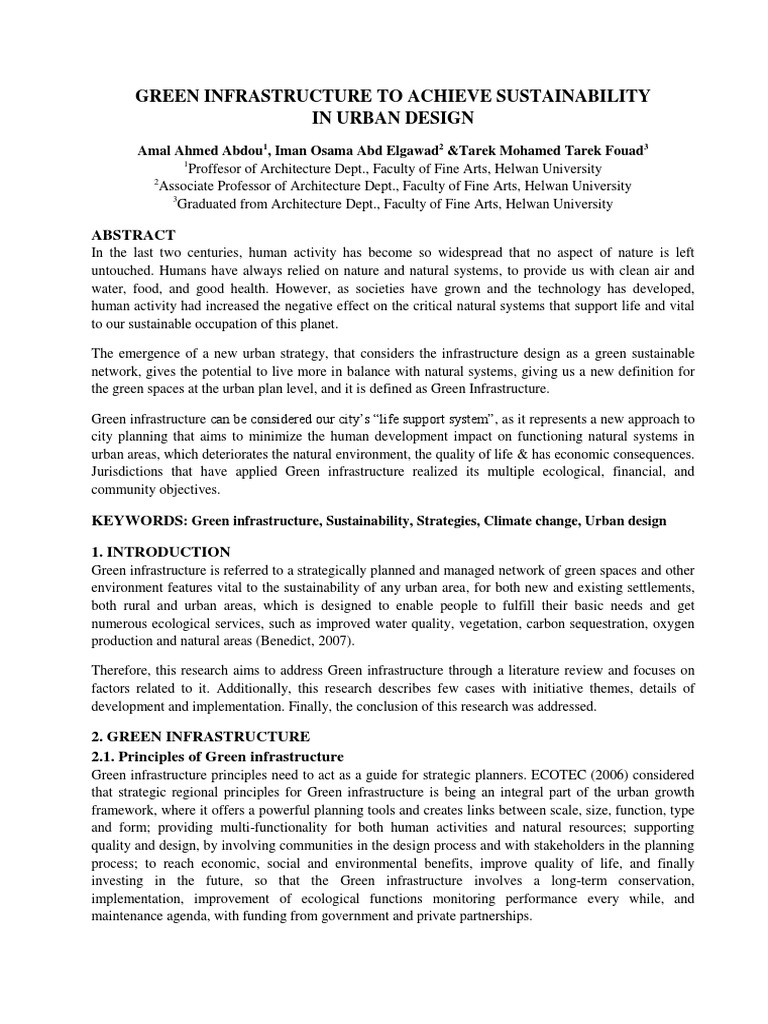 Green Infrastructure for Urban Sustainability | PDF | Green ...