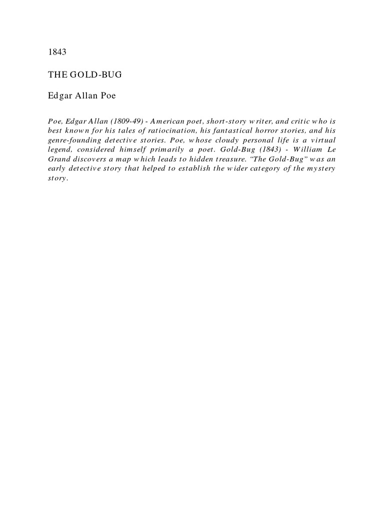 The Gold-Bug: A Treasure Hunt Tale | PDF