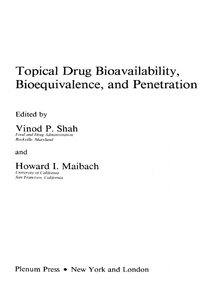 Topical Drug Bioavailability, Bioequivalent and Penetration | PDF ...