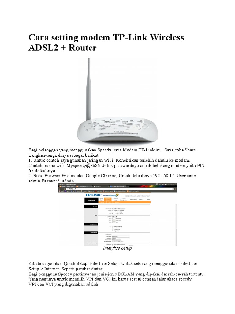 Cara Setting Modem TP Link | PDF