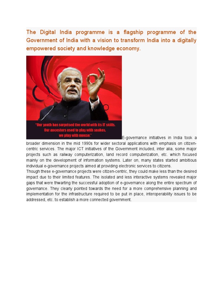 The Digital India Programme Is A Flagship Programme of The Government ...
