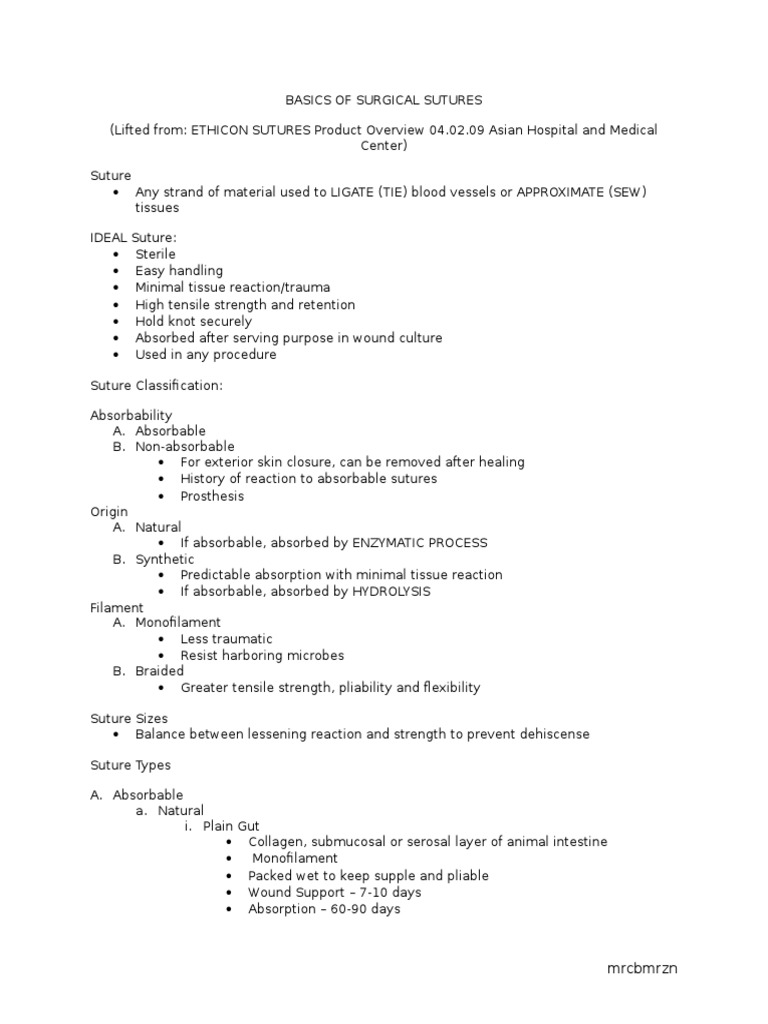 Surgical Sutures: Types and Uses | PDF | Surgical Suture | Surgery