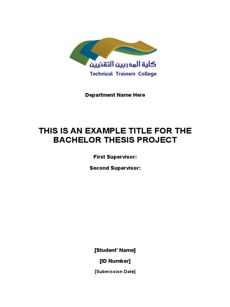 This Is An Example Title For The Bachelor Thesis Project: Department ...