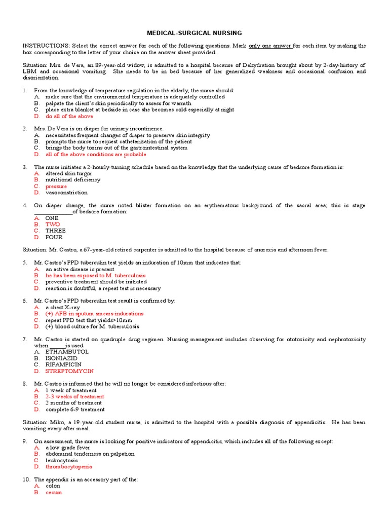 Medical Surgical Nursing Answer Key | Heart Failure | Peptic Ulcer