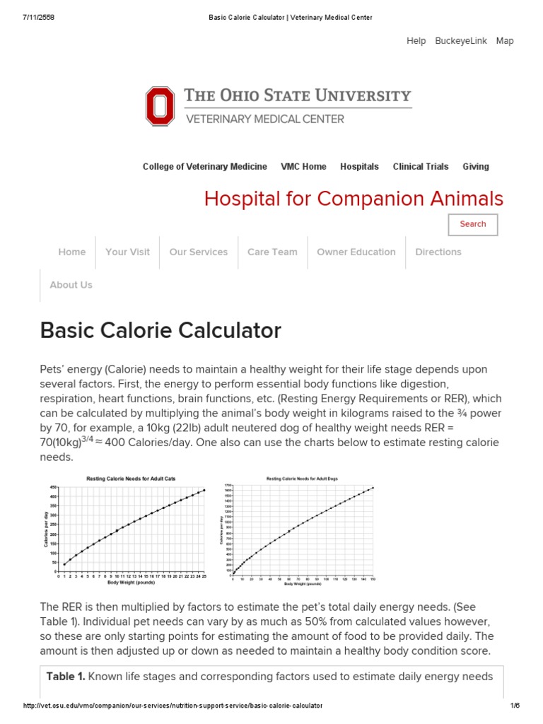 Dog Calorie Needs Calculator Guide | PDF | Food Energy | Dogs