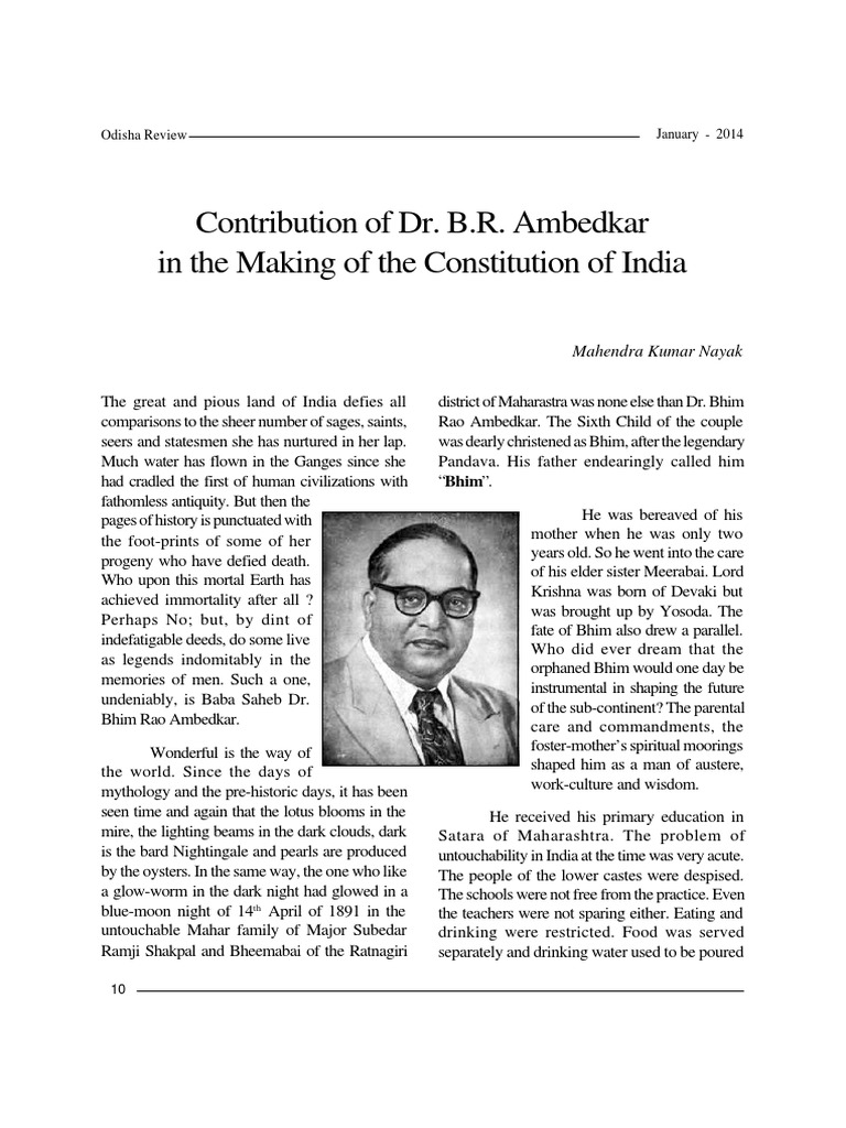 Contribution of Dr. B.R. Ambedkar in Making Indian Constitution | PDF ...