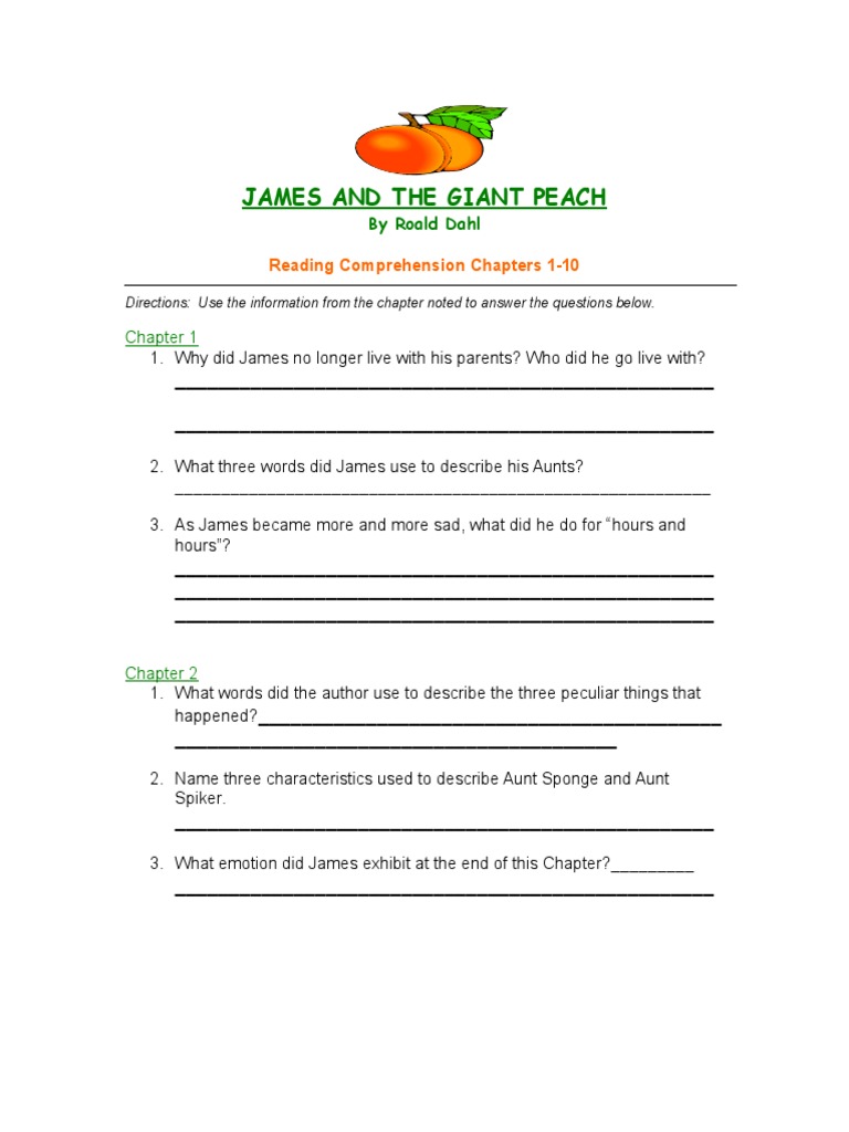 James and the Giant Peach: Comprehension Q&A | PDF