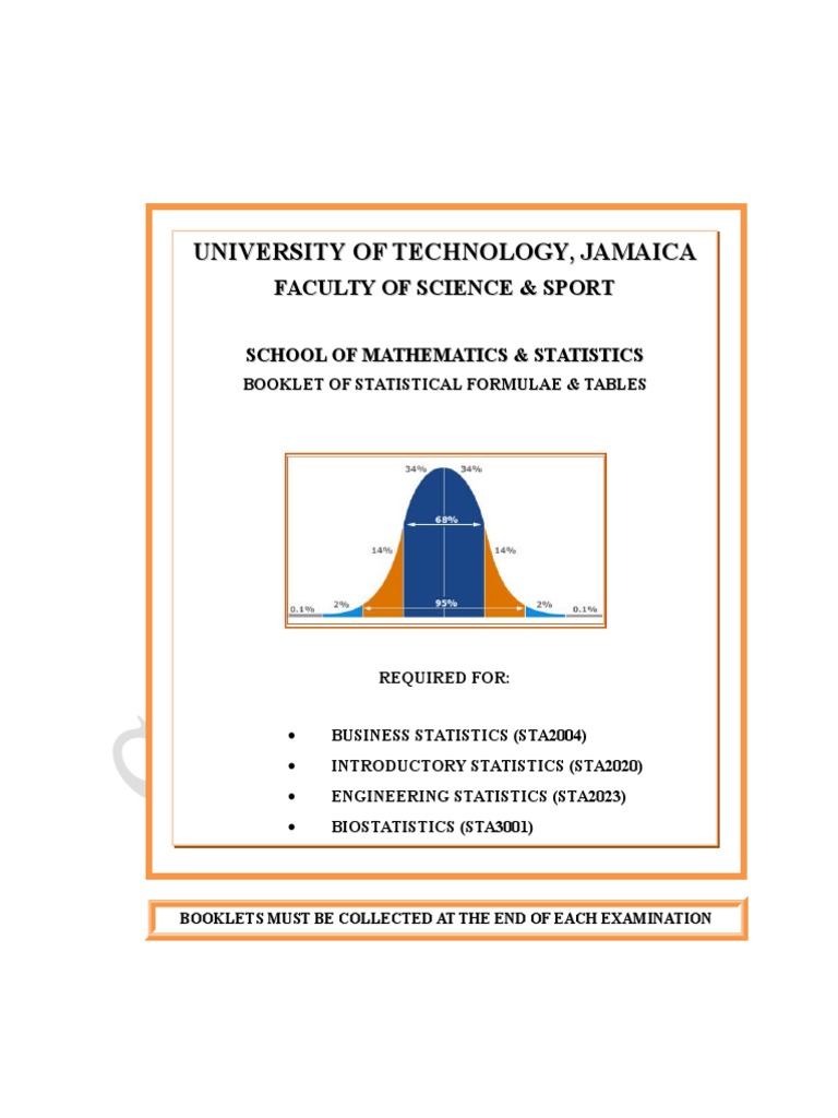 Formulae and Tables Booklet | PDF | Estimation Theory | Errors And Residuals