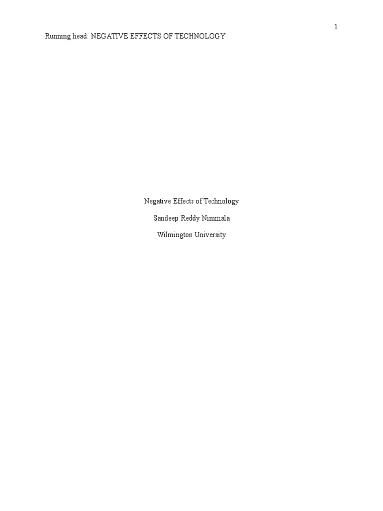 Negative Effects of Technology | PDF | Human Overpopulation | Society