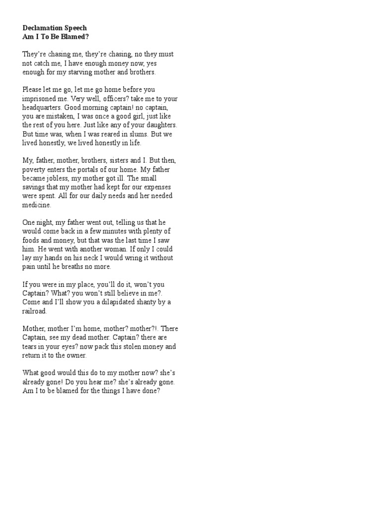 Speeches For Declamation | PDF | Leisure