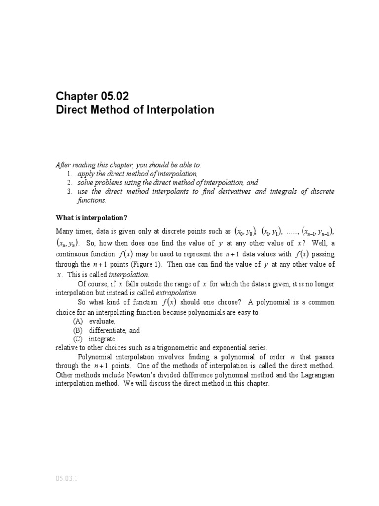 Direct Method of Polynomial Interpolation | PDF | Interpolation ...