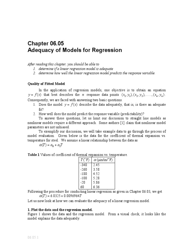 06 05 Adequacy of Regression Models | PDF | Coefficient Of Determination | Errors And Residuals