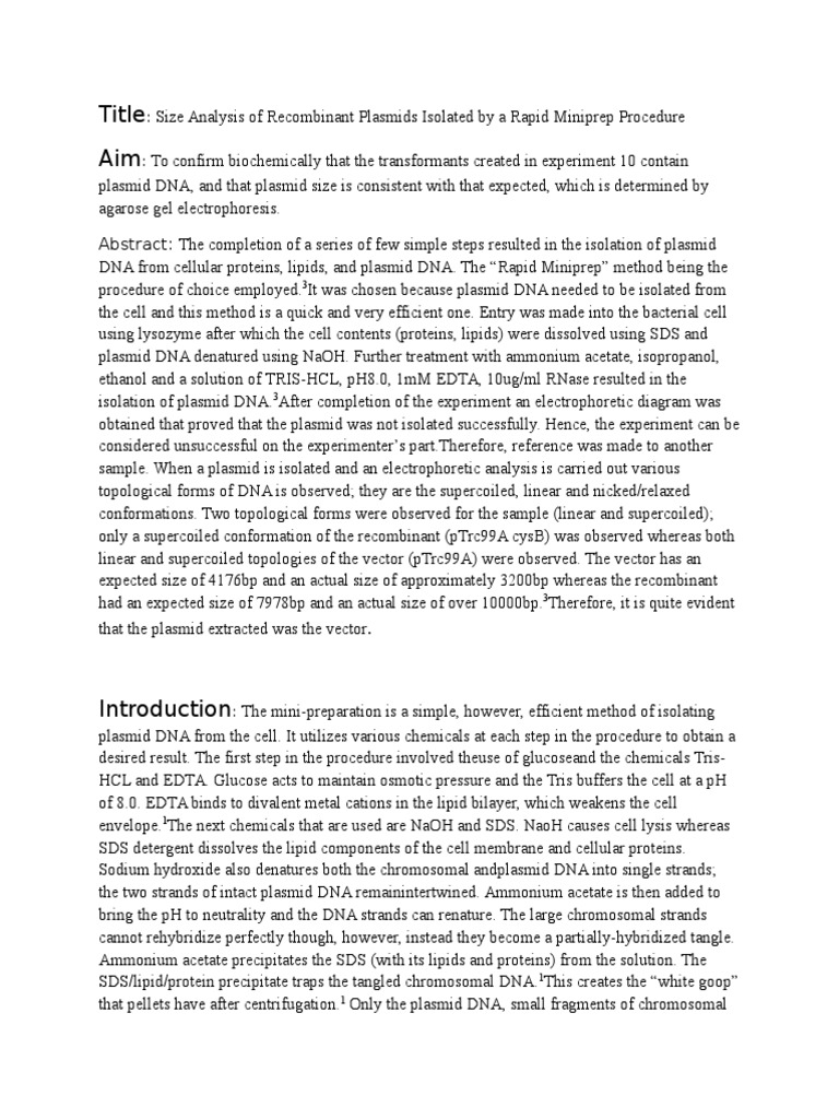 Molecular Biology Experiment | PDF | Restriction Enzyme | Plasmid