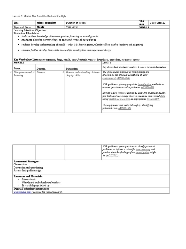Mould Lesson 3 | PDF | Scientific Method | Experiment