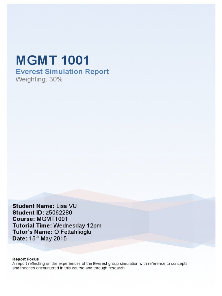 Everest Simulation Report | PDF | Leadership | Goal