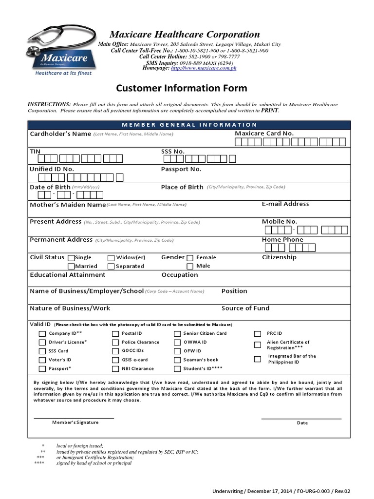 Customer Information Form CIF Rev 02-12-17 2014 | Automated Teller ...