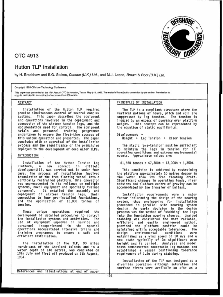 Hutton TLP Installation | PDF | Anchor | Subsea (Technology)
