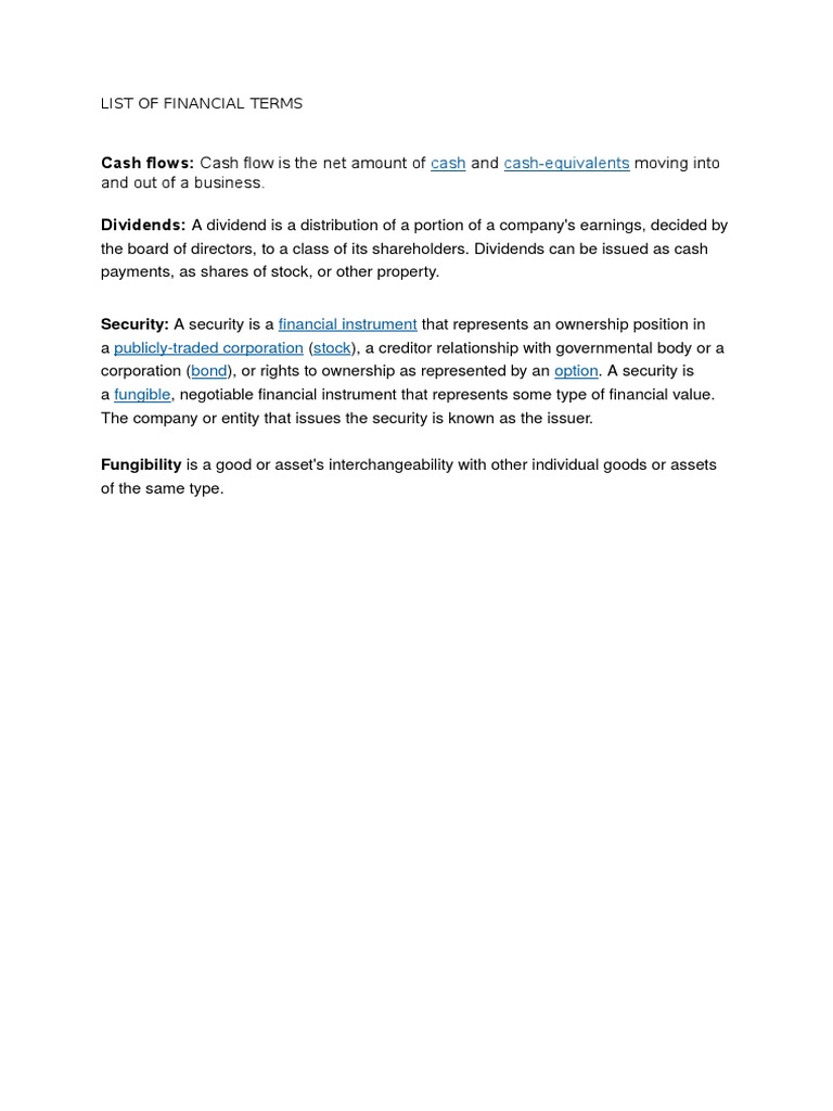 List of Financial Terms | PDF