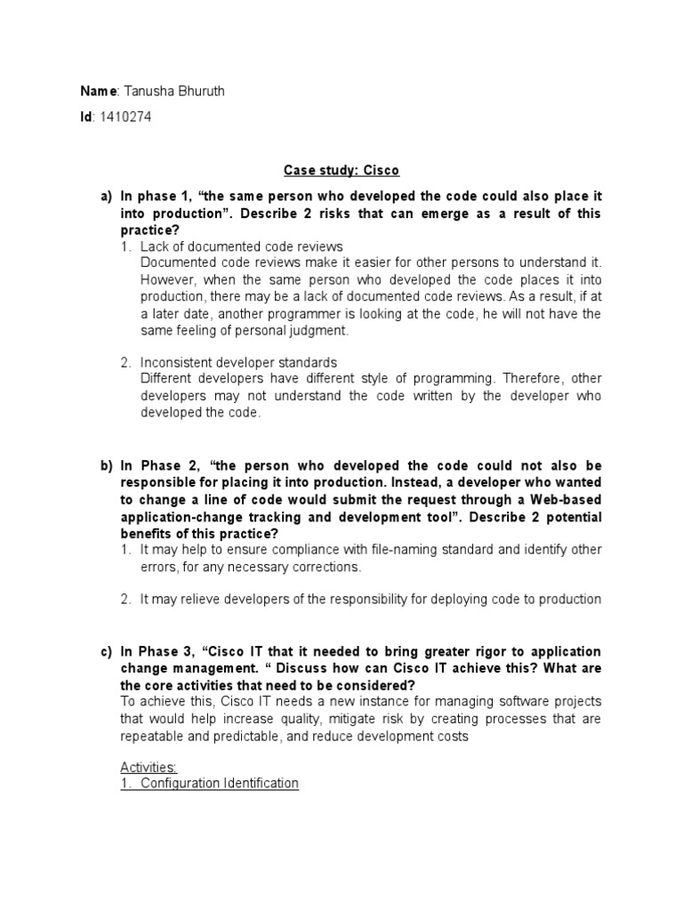 Cisco Case Study | PDF | Audit | Cisco Systems