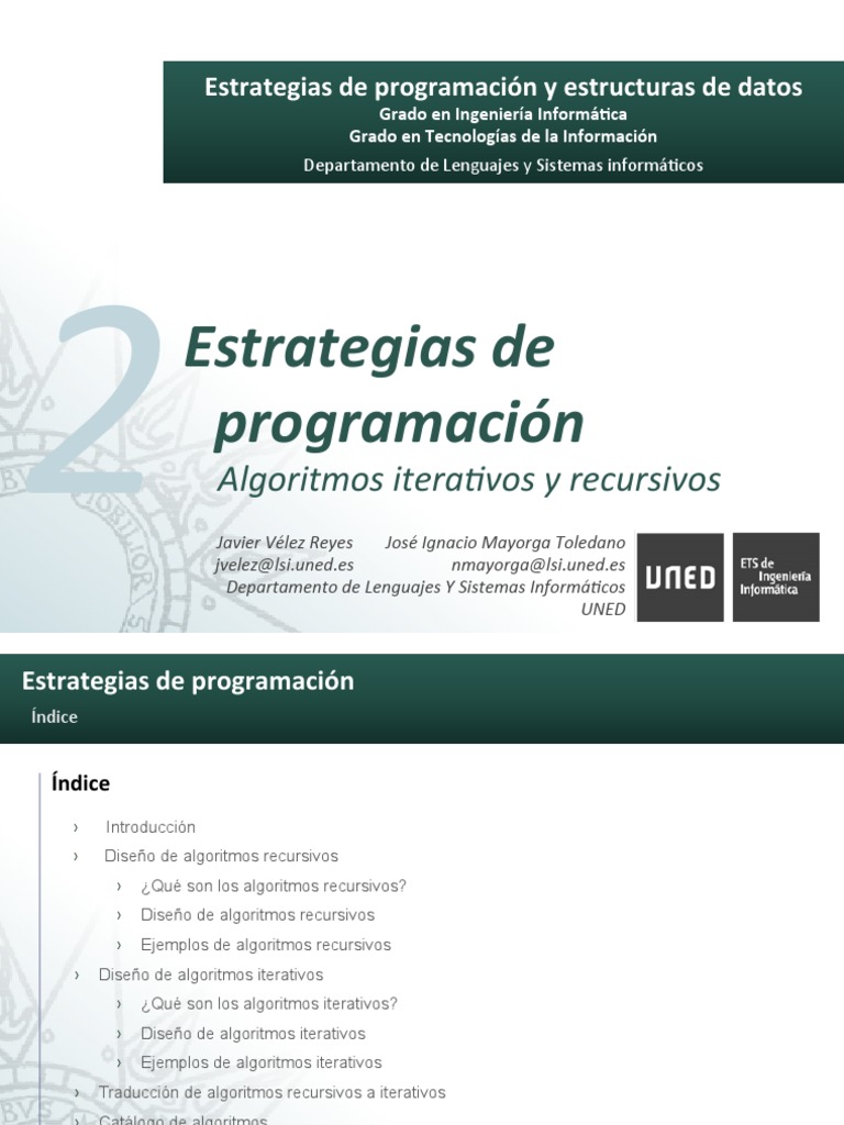 T2 - Algoritmos Iterativos y Recursivos | PDF | Recursividad | Algoritmos