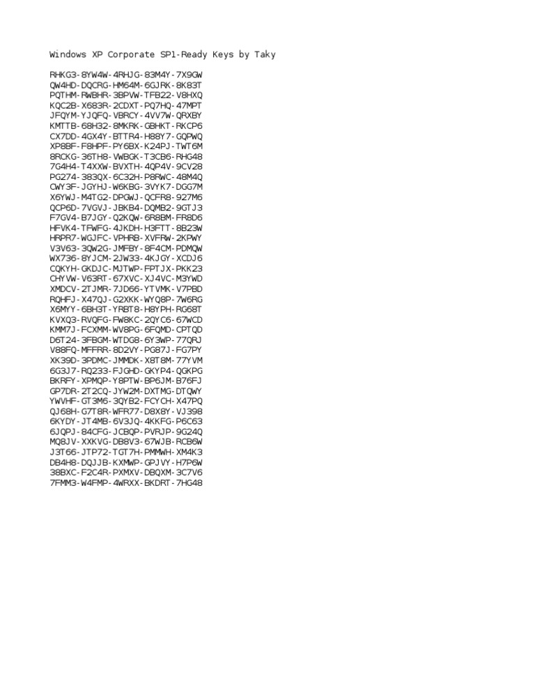 Windows XP Corporate Keys | PDF
