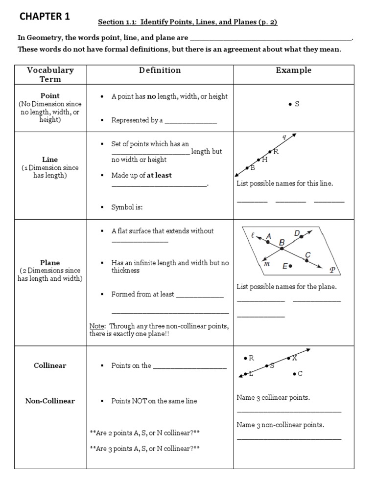 Geometry Foundations: Points, Lines, Planes, and Angle Relationships ...