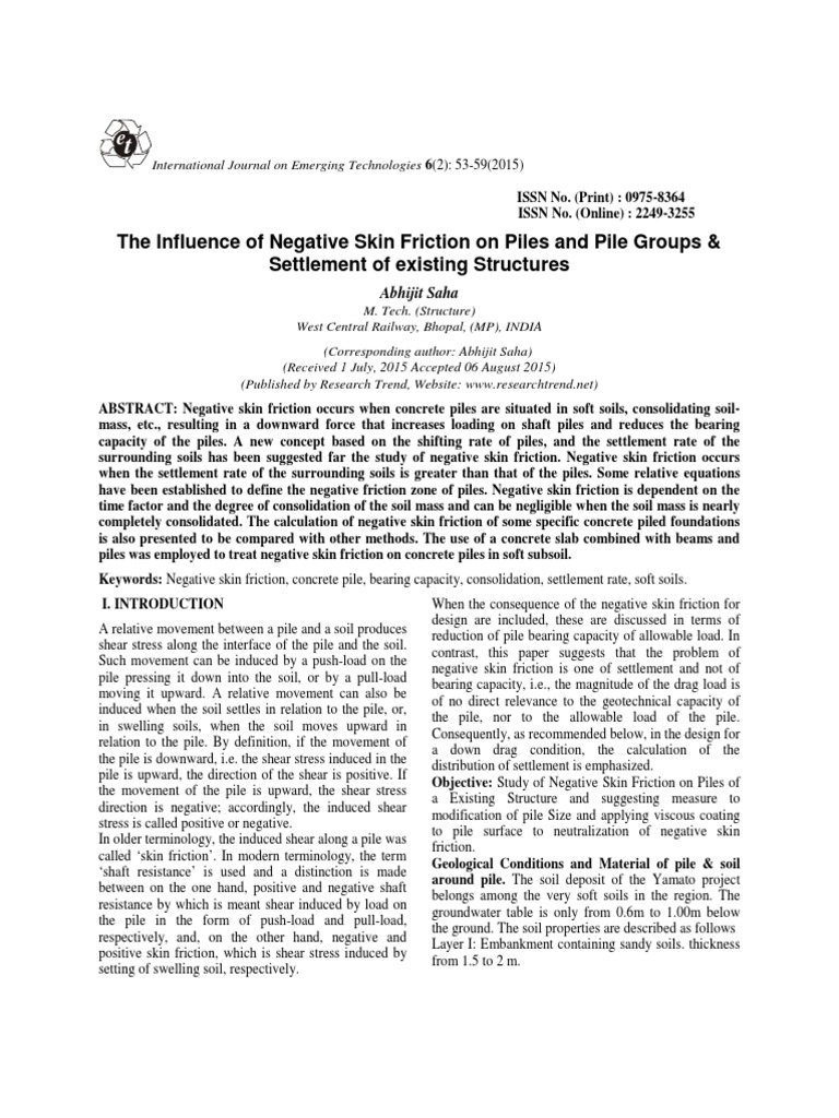 The Influence of Negative Skin Friction On Piles and Pile Groups | PDF ...