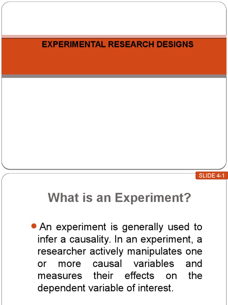 Experimental Research Designs Guide | PDF | Experiment | Dependent And Independent Variables