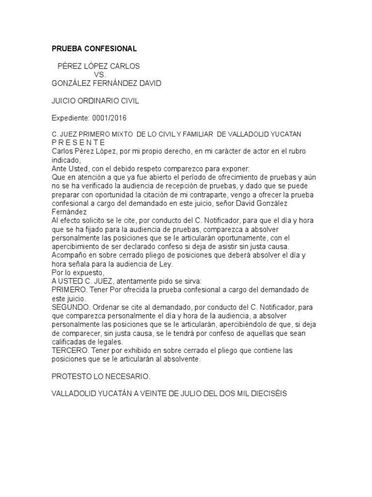 Prueba Confesional | PDF