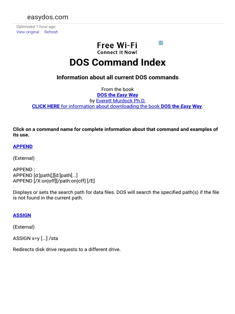 EasyDOS Command Index | PDF | Dos | Command Line Interface