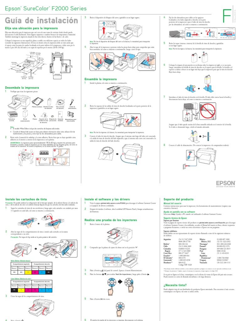 Impresora Epson SureColor F2000 White Edition Cpd40335 | PDF ...