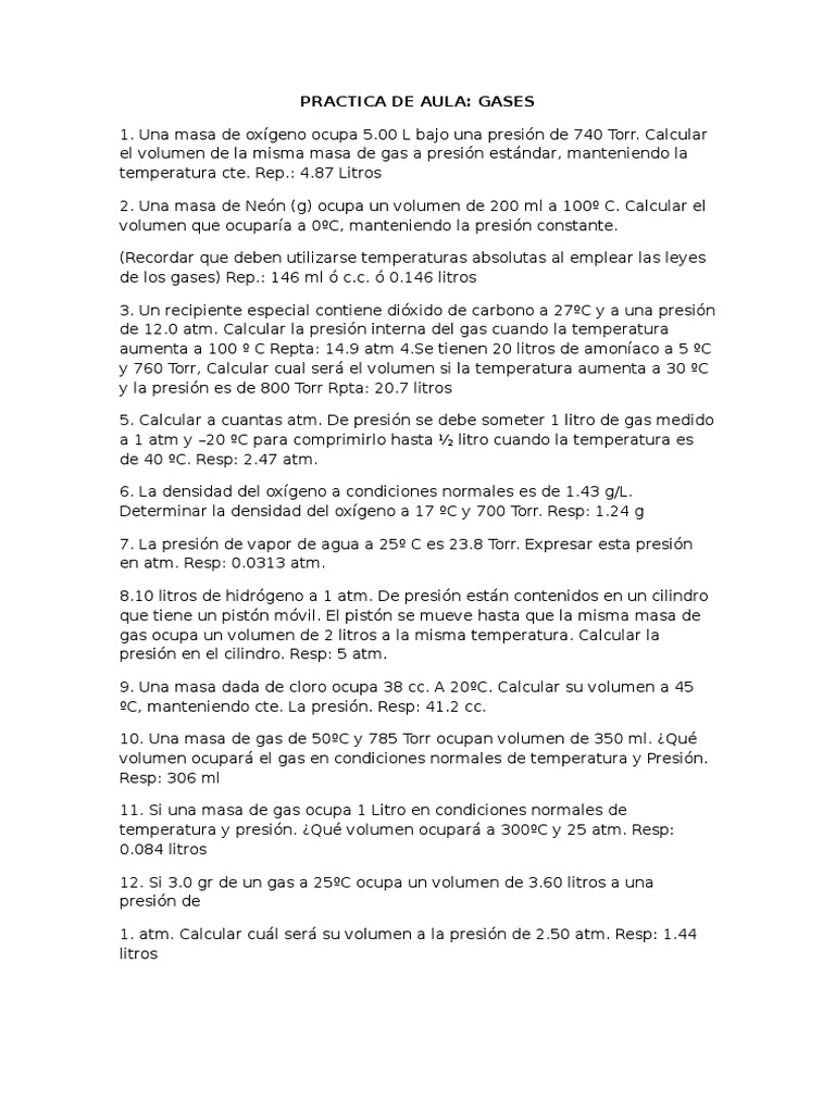 Práctica de Gases para Química 8 | PDF