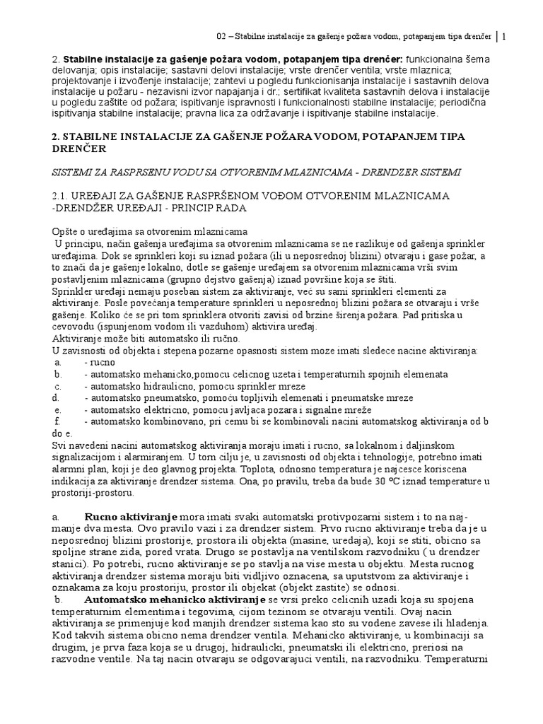 STABILNI SISTEMI - Stabilne Instalacije Za Gasenje Pozara Vodom ...