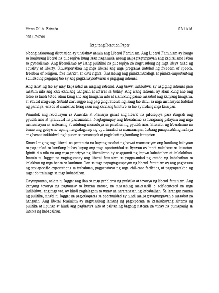 7th Reaction Paper | PDF