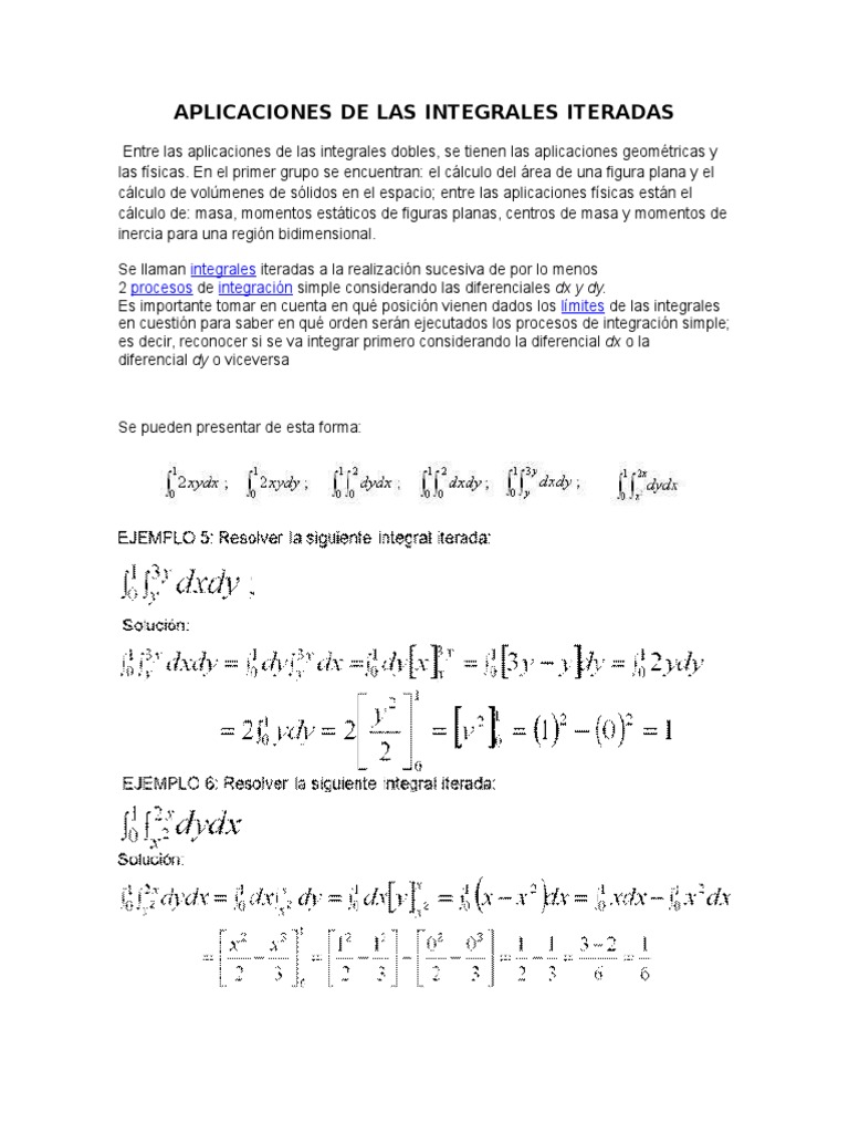 S DE LAS APLICACIONES DE LAS INTEGRALES ITERADAS Y TRIPLES] | PDF ...